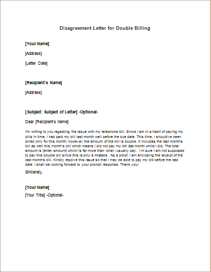 Disagreement Letter For Double Billing Writeletter2 disagreement-letter-for-double-billing-writeletter2
