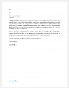 Letter Inviting Potential Clients to New Store Opening