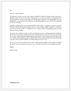 Letter to Client Informing them of Check not received Yet