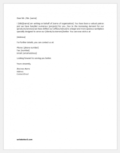 New Business Location Announcement Letter | writeletter2.com