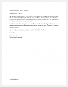 New Business Location Announcement Letter | writeletter2.com