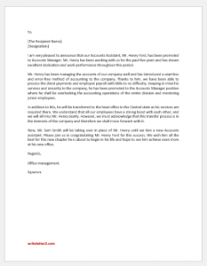 Promotion and Transfer Announcement Letter of Employee