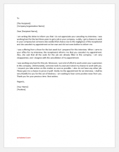 Disagreement Letter Concerning a Cancelled Appointment