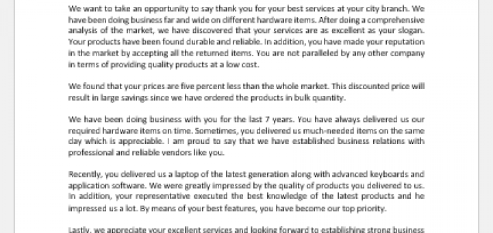 Appreciation Letter for Project Completion | Download