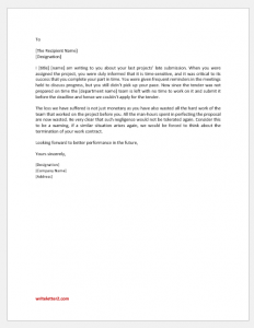 Letter to Reprimand an Employee for not Meeting Deadlines