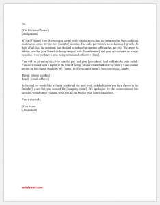 Letter to Terminate Employment Due to Workforce Reduction
