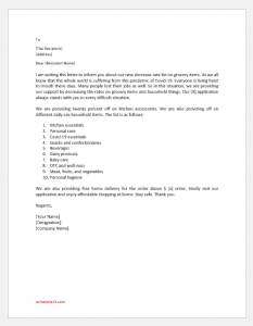 Price Decrease Announcement Letter to Customers | Download