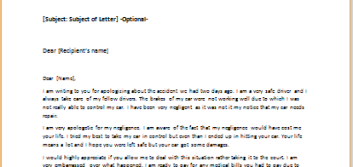 Apology Letter for Bad Driving | writeletter2.com