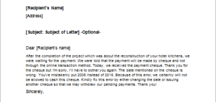 Letter to Make Correction in Salary | writeletter2.com