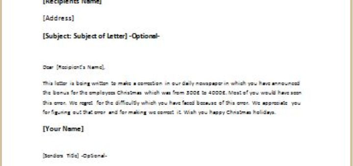 Letter to Make Correction in Salary | writeletter2.com