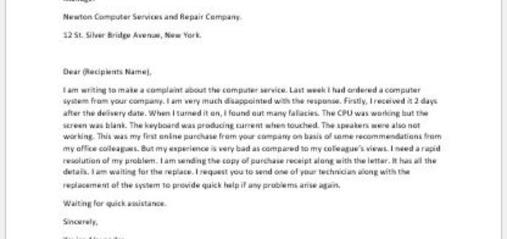 Complaint Letter for Hostile Work Environment | Download