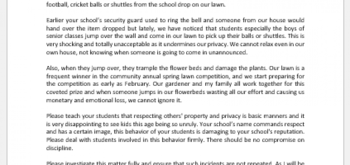 Barking Dog Complaint Letter to Neighbour | Download