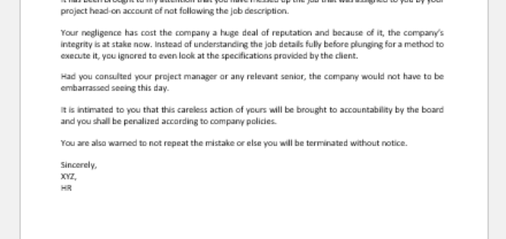 Warning Letter for Unauthorized use of Company Vehicle | writeletter2.com