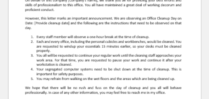 Reduced Hours Announcement Letter | Download FREE & Send