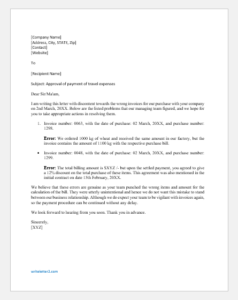 Request Letter for Revised Invoice | writeletter2.com