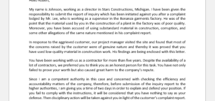 Warning Letter for Aggressive Behavior | writeletter2.com