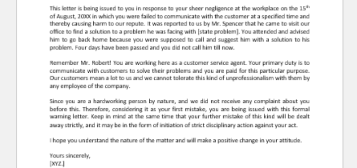 Warning Letter to Employee for Stealing Money from Office ...