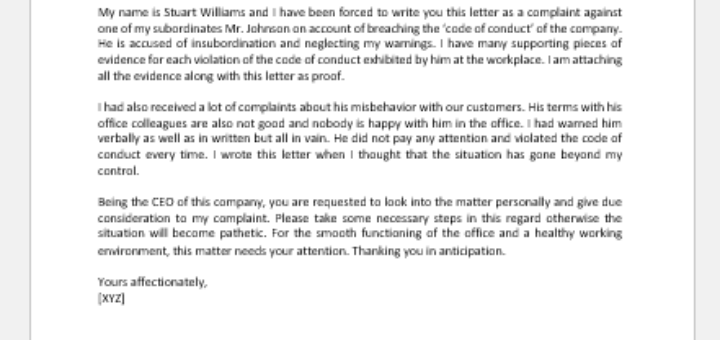 Complaint Letter for Clerk’s Rude Behavior | Download Letter