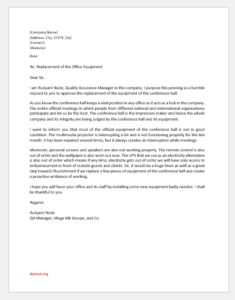 Request Letter for Replacement of Office Equipment | Free