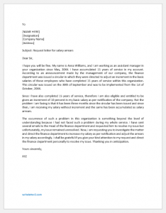 Request Letter for Salary Arrears | writeletter2.com