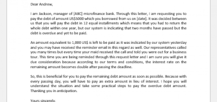 Letter to Request Arrears | writeletter2.com