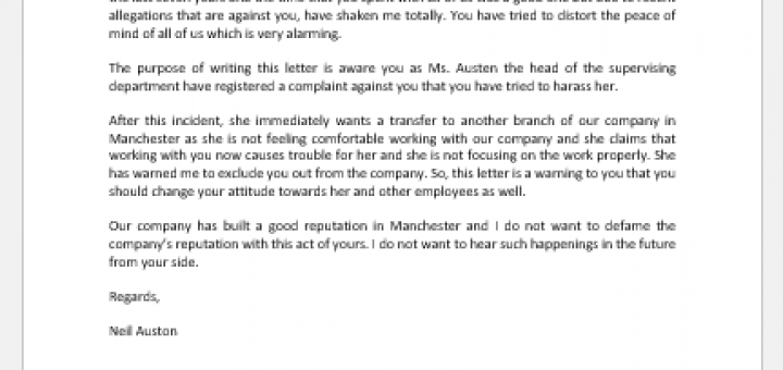 Warning Letter to Employee for Stealing Money from Office ...