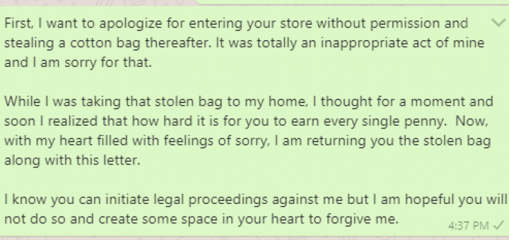 Letter of Apology for Stealing | writeletter2.com