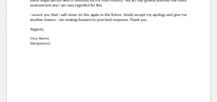 Sorry Email for Rude Behavior | writeletter2.com