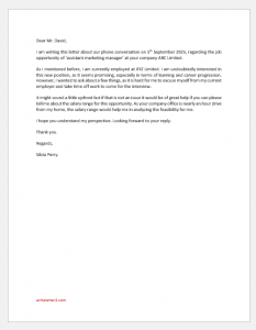 Polite Letter to Ask for a Salary Range Upfront | Download