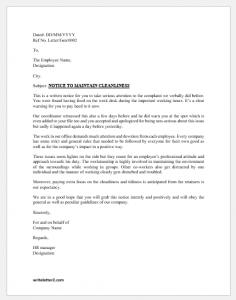 Letter Persuading Employees to Maintain Cleanliness | Free