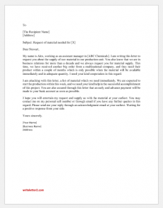 Letter of Request for Material Needed | writeletter2.com
